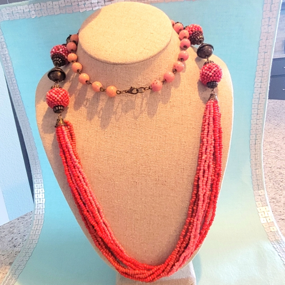 Vintage Beautiful 40"Long ,Multi Strands Beads Neckla… - Gem